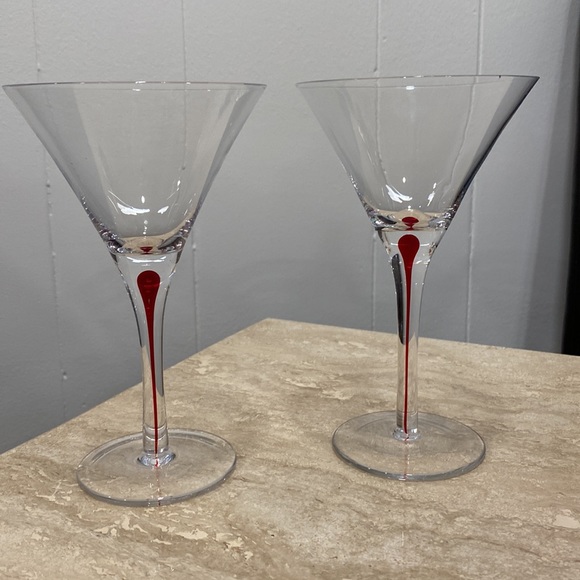 Dining | 2 Cosmopolitan Glasses With Red Stem | Poshmark